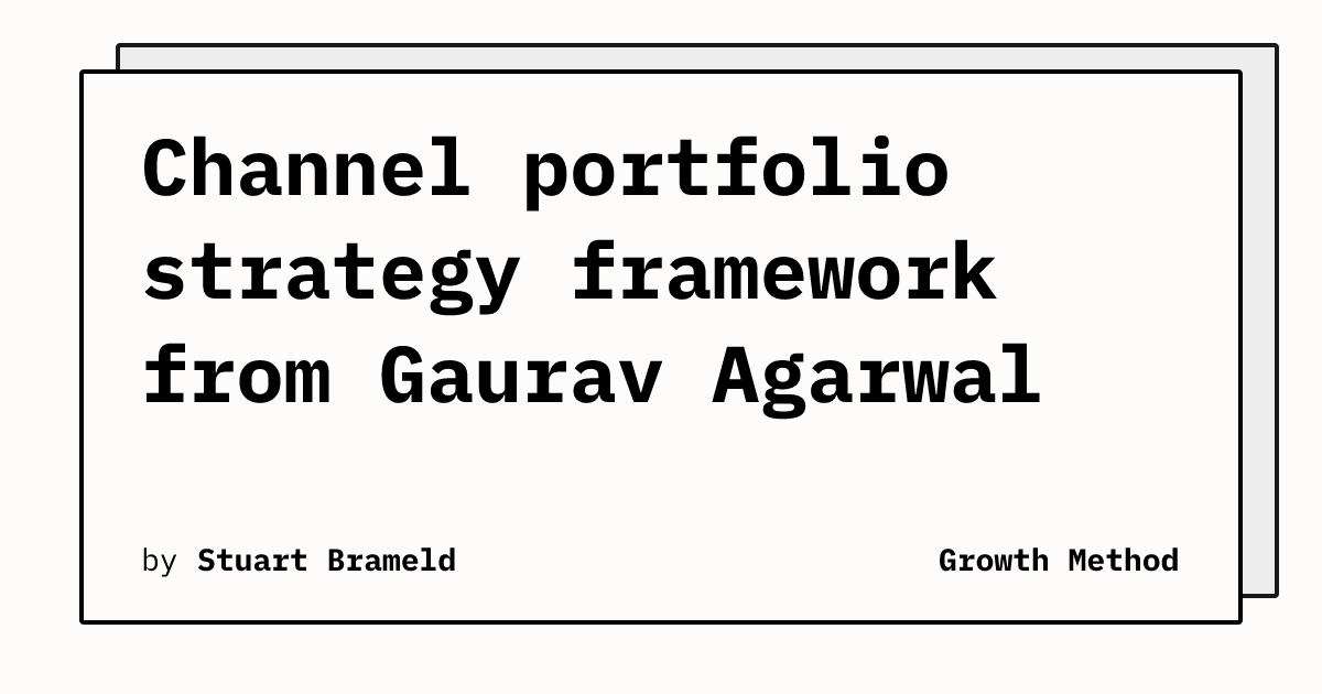 Channel portfolio strategy framework from Gaurav Agarwal | Growth Method